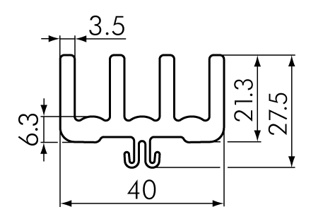 Sliding Door Profile 40, natural | 40mm | 28mm | 6000mm | SP0400N6000