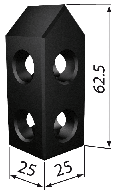 Deltablock 25x25x62,5 120°, black | SM5204S