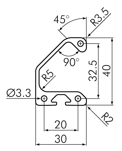Handle Strip Profile 30x40, natural | 30mm | 40mm | 6000mm | SP0590N6000